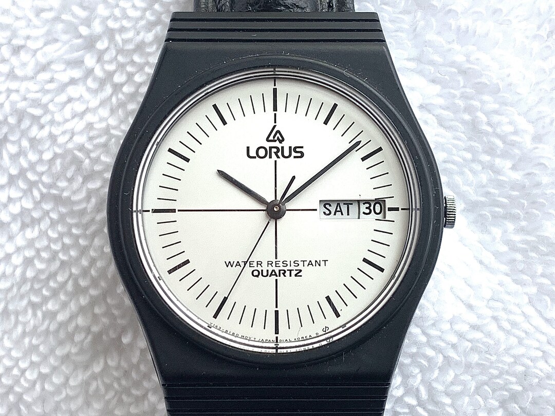 Vintage New Old Stock Lorus Day/date Plastic Stainless Steel Quartz ...