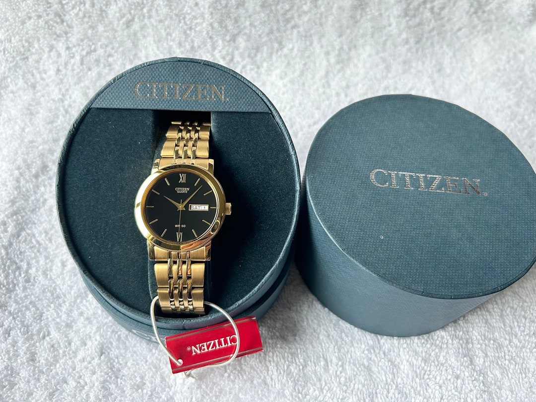 Modern Citizen Quick Set Day/date Gold Plated Quartz Watch With Box and ...