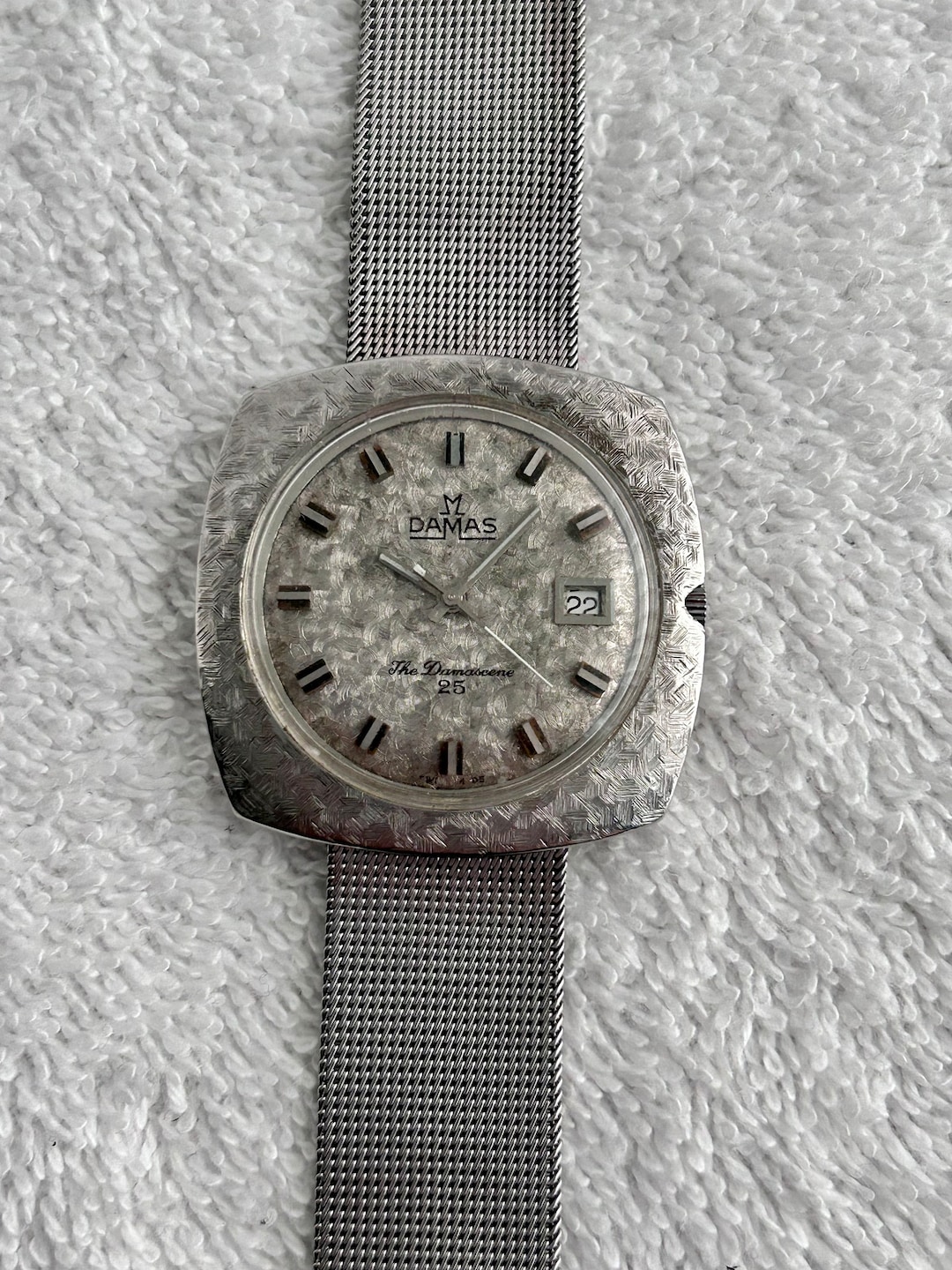 Vintage Damas the Damascene Automatic Textured Dial Calendar Steel 25 ...