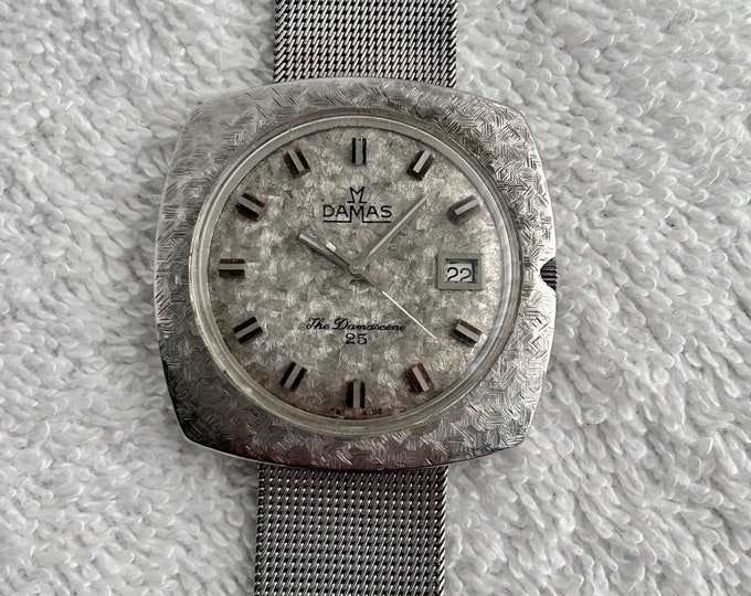 Vintage Damas the Damascene Automatic Textured Dial Calendar Steel 25 ...