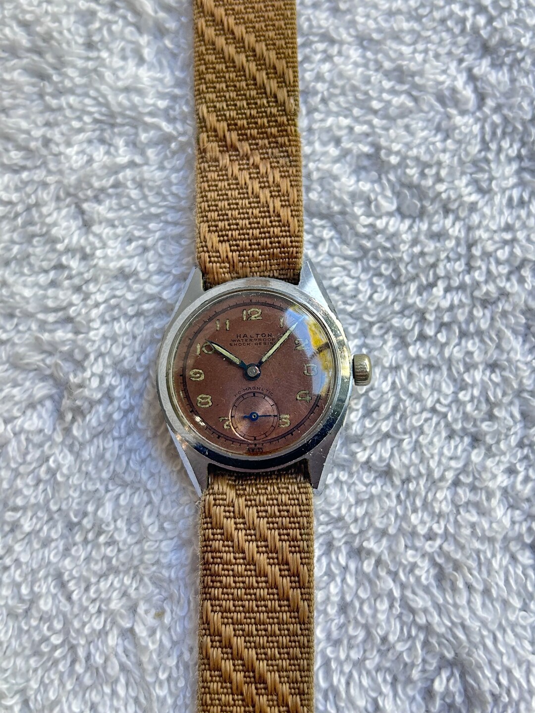 Vintage Militar Halton, 15 Jewels, Mechanical Winding, Stainless Steel ...