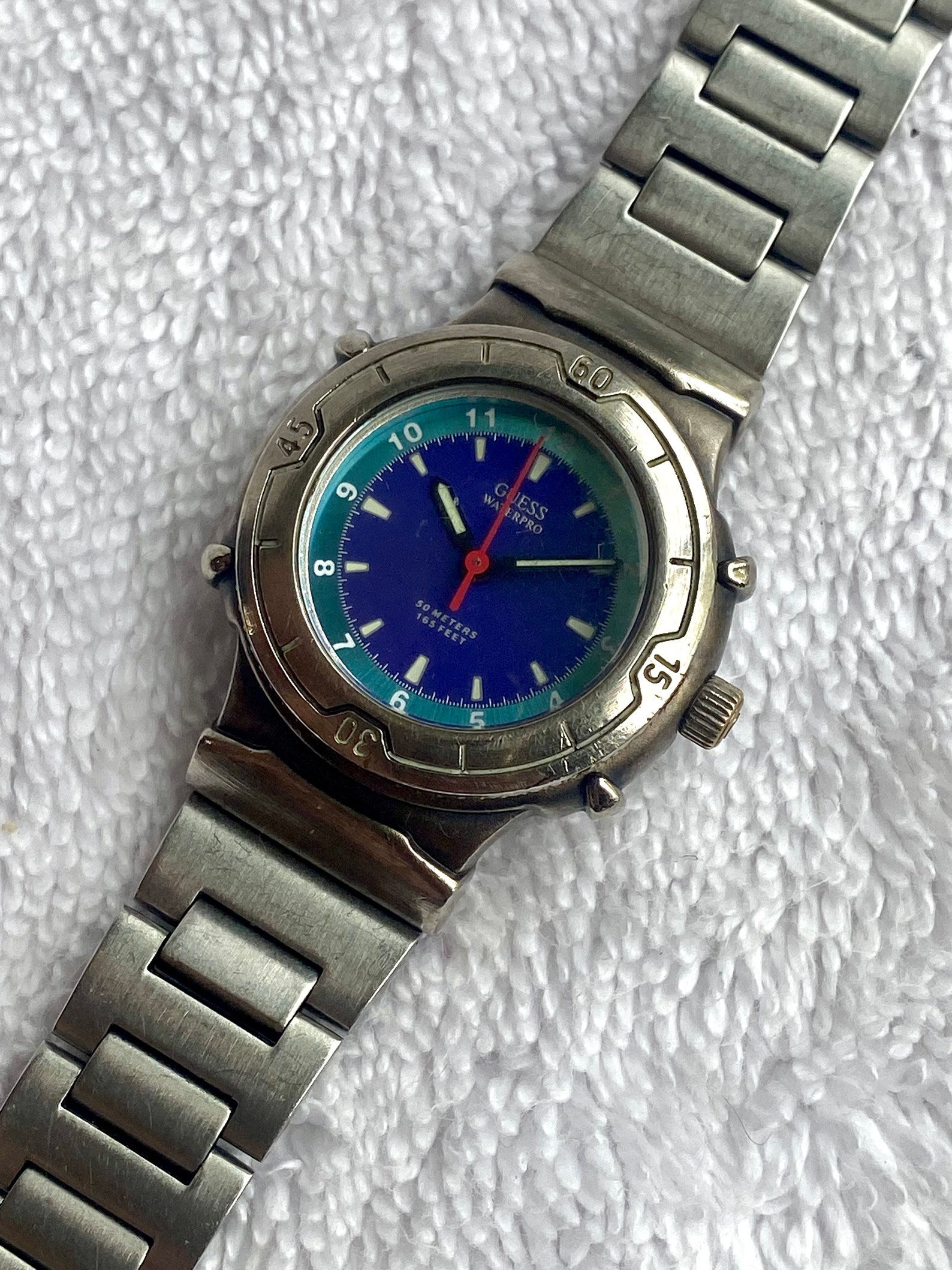 Guess Waterpro. Blue Dial 50 Meters 165 Feet Quartz Stainless - Etsy