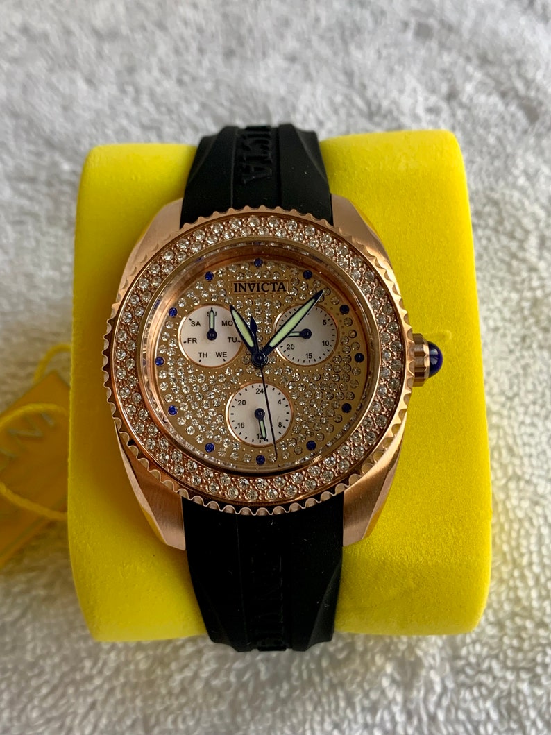 New Stunning Invicta Rose Gold With Crystals Ladies Quartz - Etsy