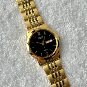 Modern Citizen Quick Set Day/date Gold Plated Quartz Watch With Box and ...