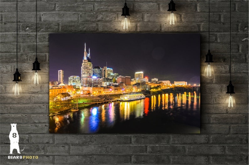 Downtown Nashville Skyline Photography Prints Music City at Night ...