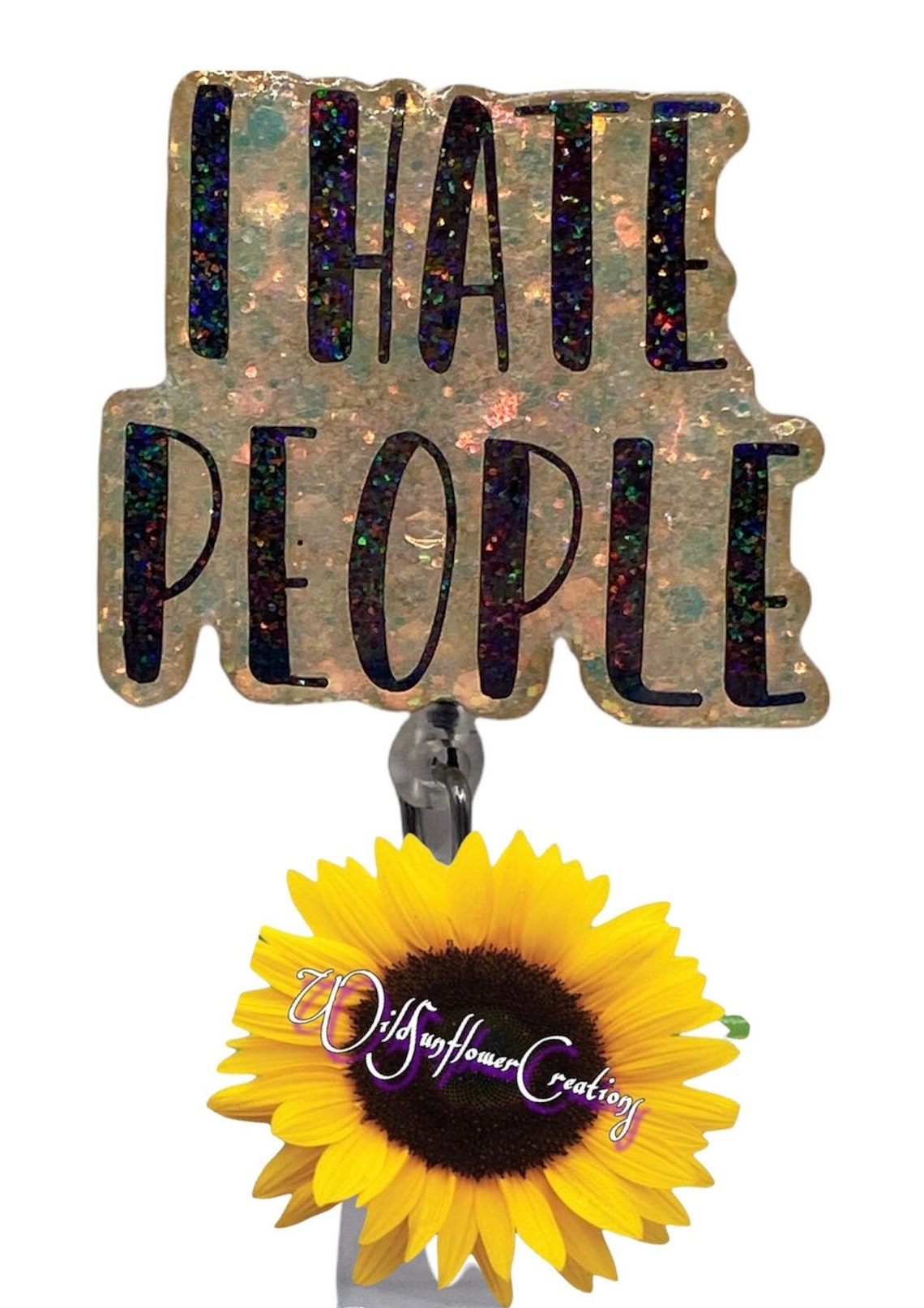 I Hate People Retractable Badge, Cute Badges, Glitter Badges, ID Holder ...