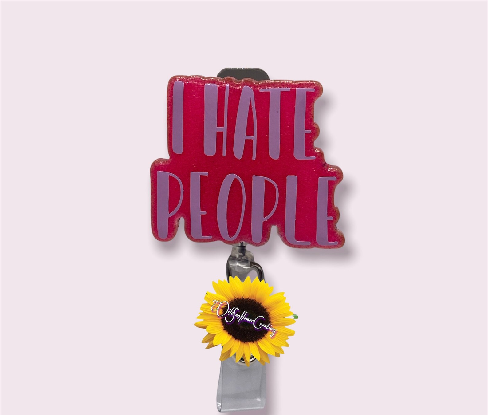 I Hate People Retractable Badge, Cute Badges, Glitter Badges, ID Holder ...