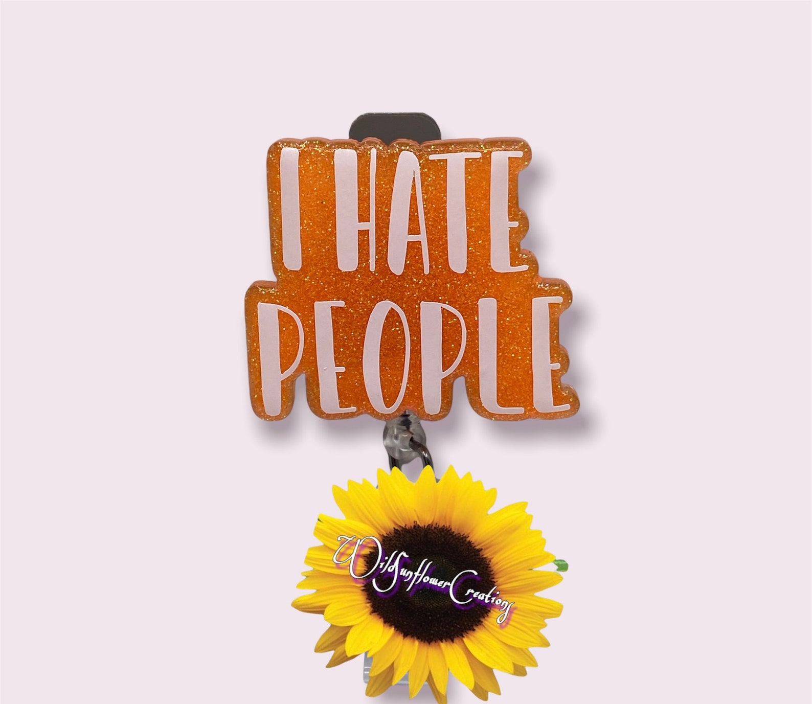 I Hate People Retractable Badge, Cute Badges, Glitter Badges, ID Holder ...