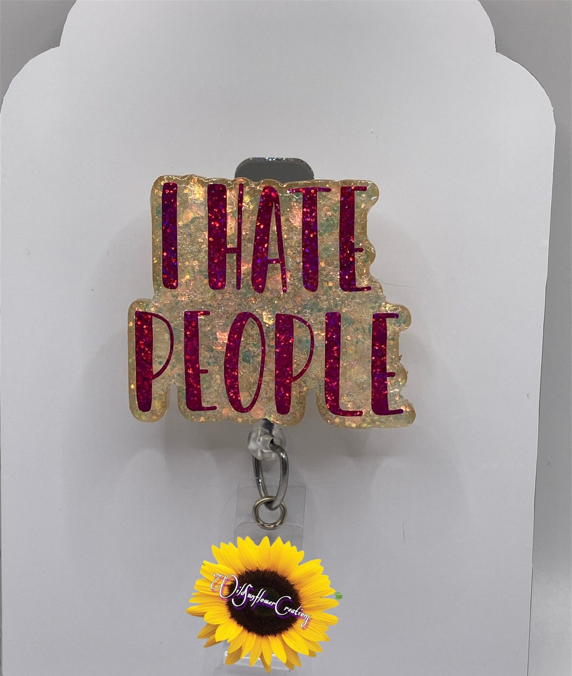I Hate People Retractable Badge, Cute Badges, Glitter Badges, ID Holder ...
