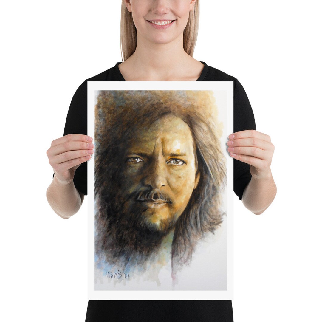 Vintage Poster Honors Iconic Pearl Jam Vocalist Ed Vedder, Symbolizing ...