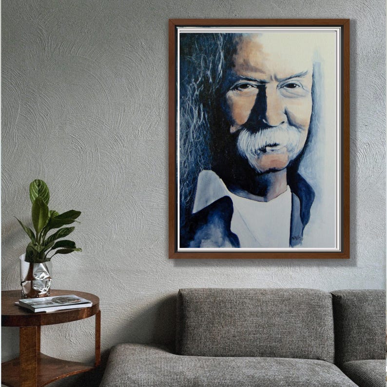 David Crosby Framed Canvas Print From Original Painting | Crosby ...