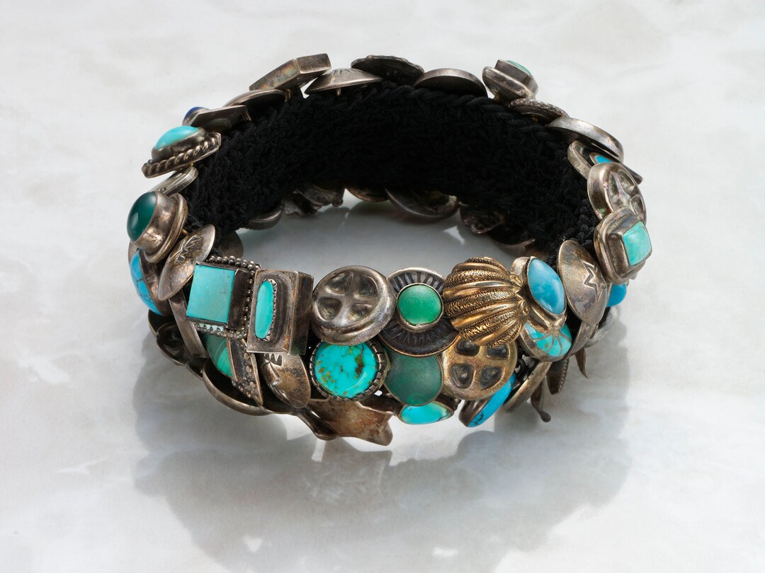 Sterling American Indian Inspired Button Bracelet Three Row - Etsy