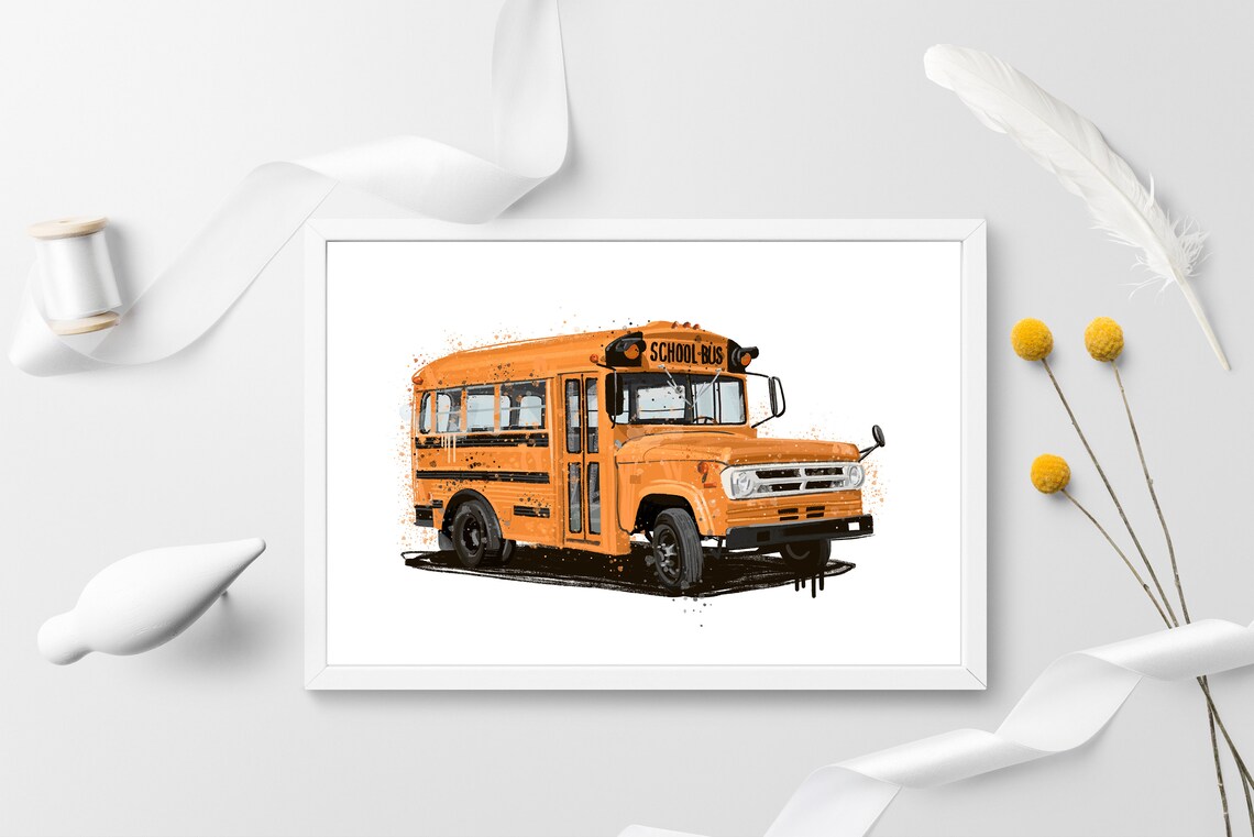 School Bus Transportation Art School Room Decor Children - Etsy