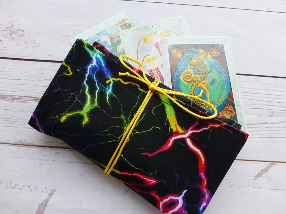 Lightening Tarot Card Wrap and Spread Mat, Rainbow Lightening Night Sky ...