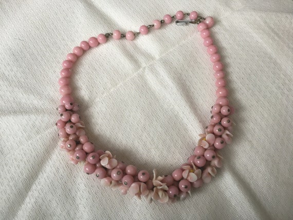 Vintage Haskell Style Cheyenne Pink Glass Flower Bead… - Gem