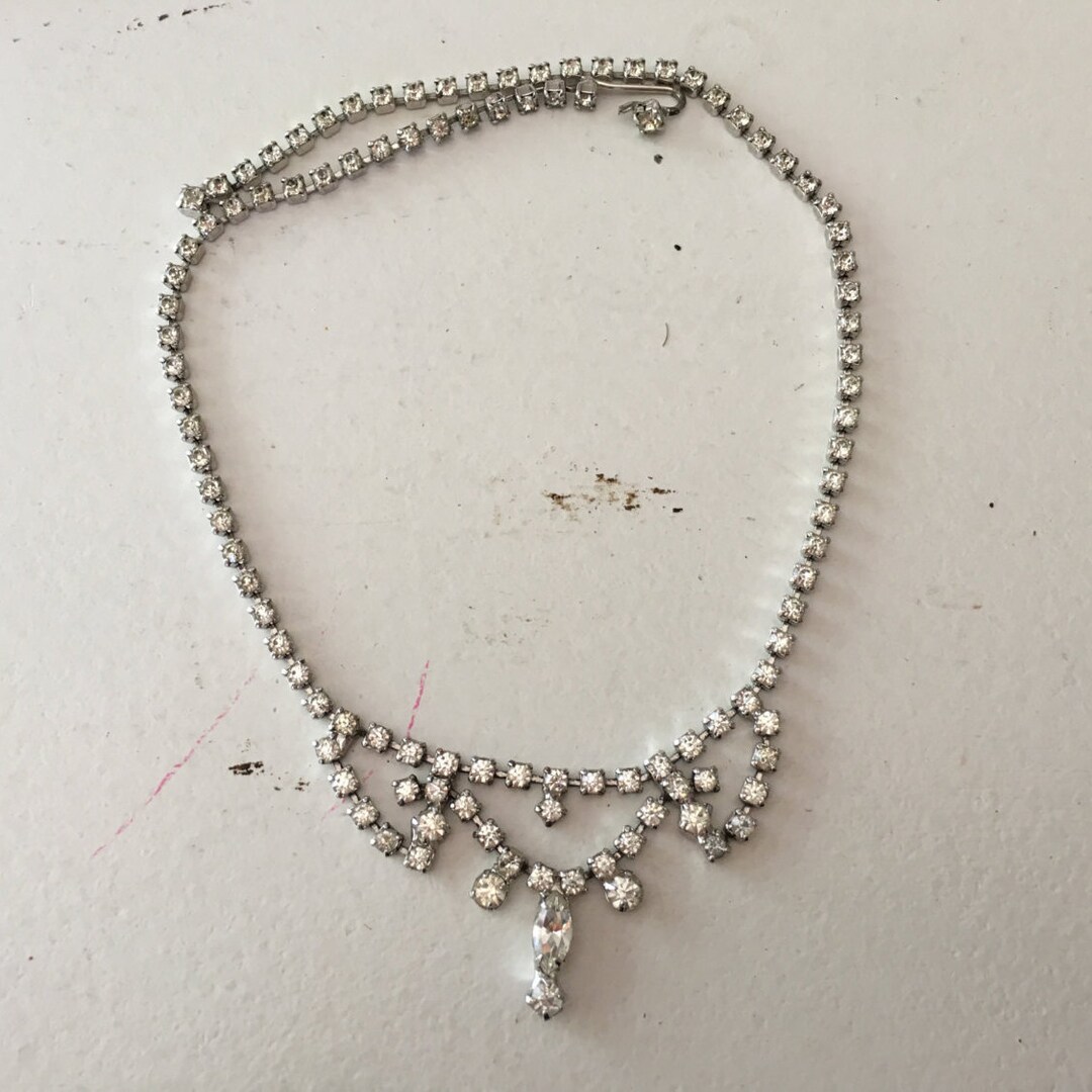 Stunning Vintage Clear Rhinestone Necklace 0634 - Etsy