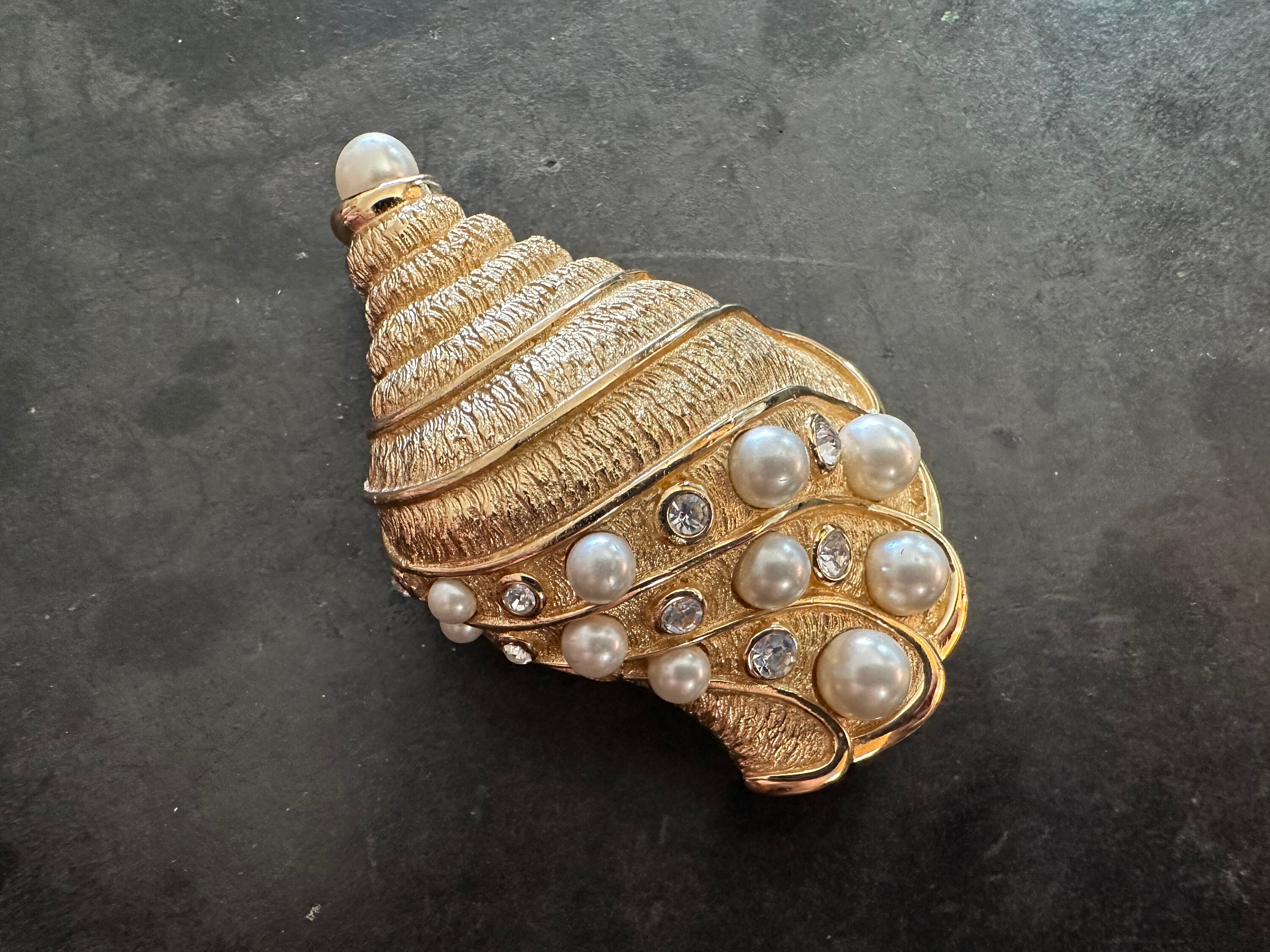 Christian Dior White Faux Pearl and Clear Rhinestone Conch - Etsy