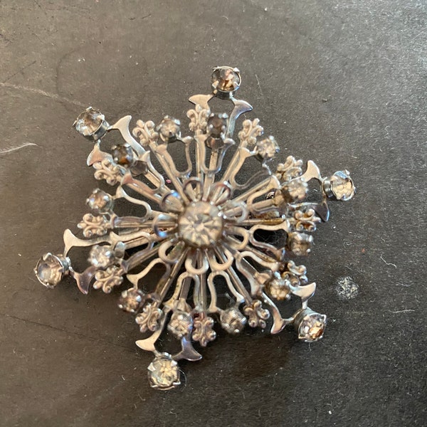 Snowflake Rhinestone Brooch - Etsy