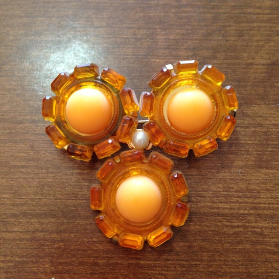 Vintage 1950's Orange Plastic/celluloid Brooch 0407 | Etsy