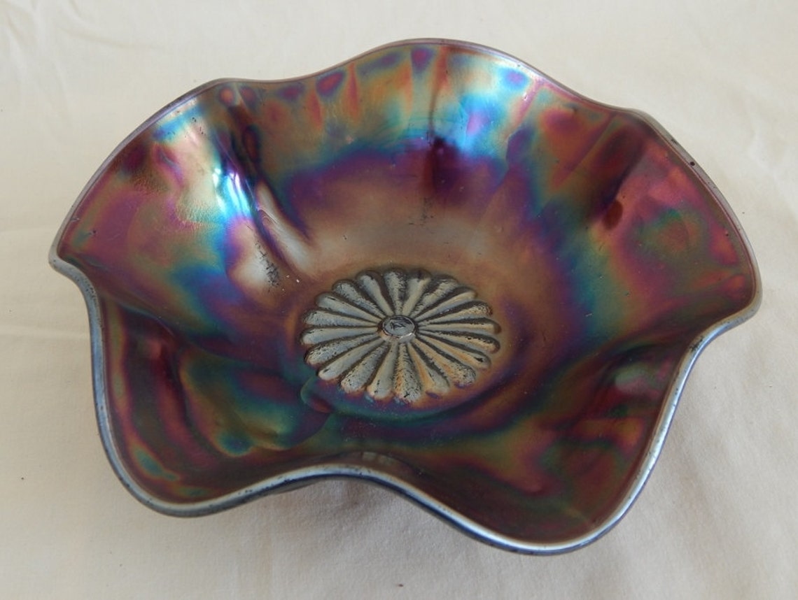 Vintage Fenton Carnival Glass Candy Dish From the 1920s - Etsy