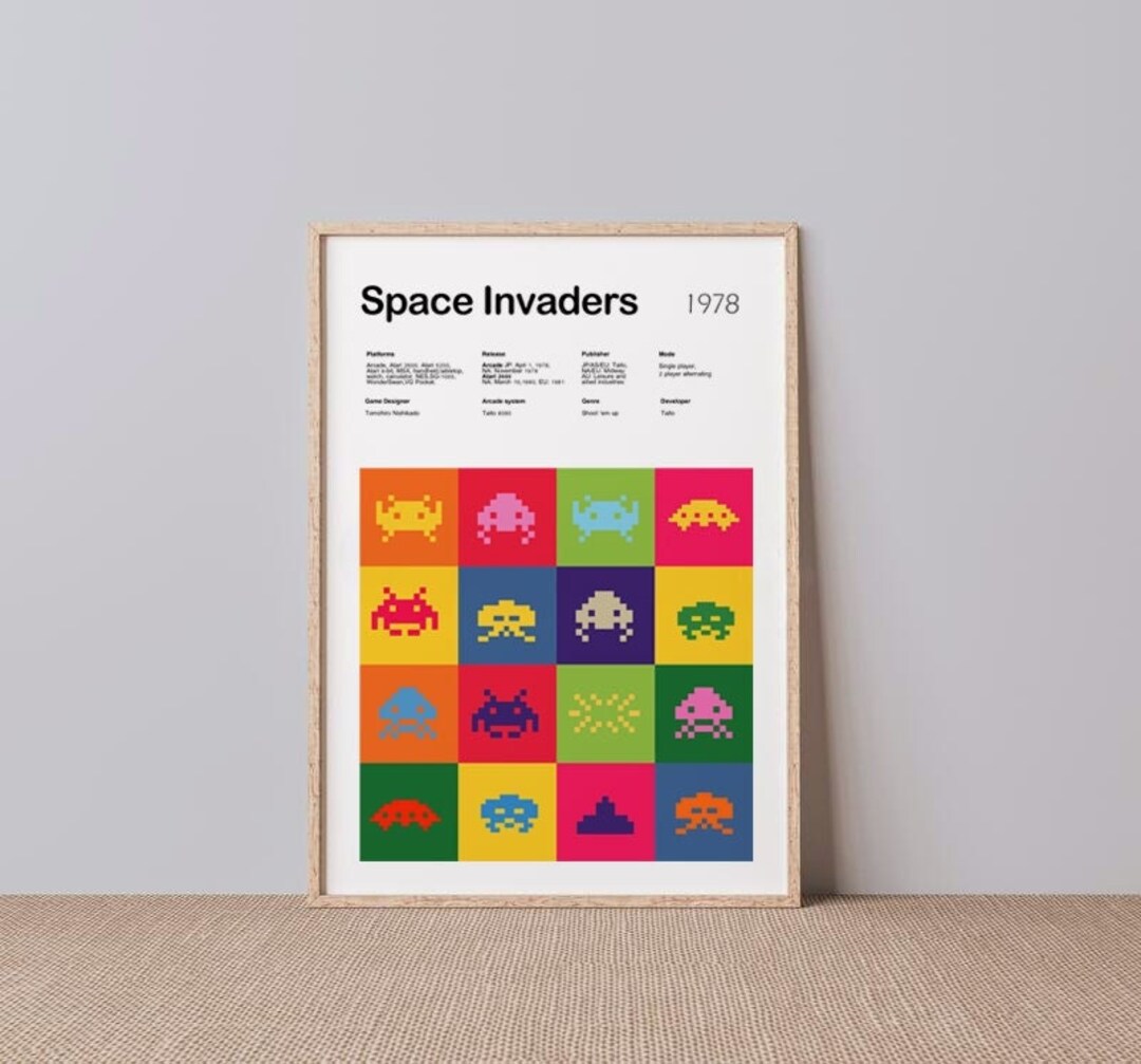 Space Invaders A3 Atari 2600 Gamer Poster Art Print Gaming Console ...