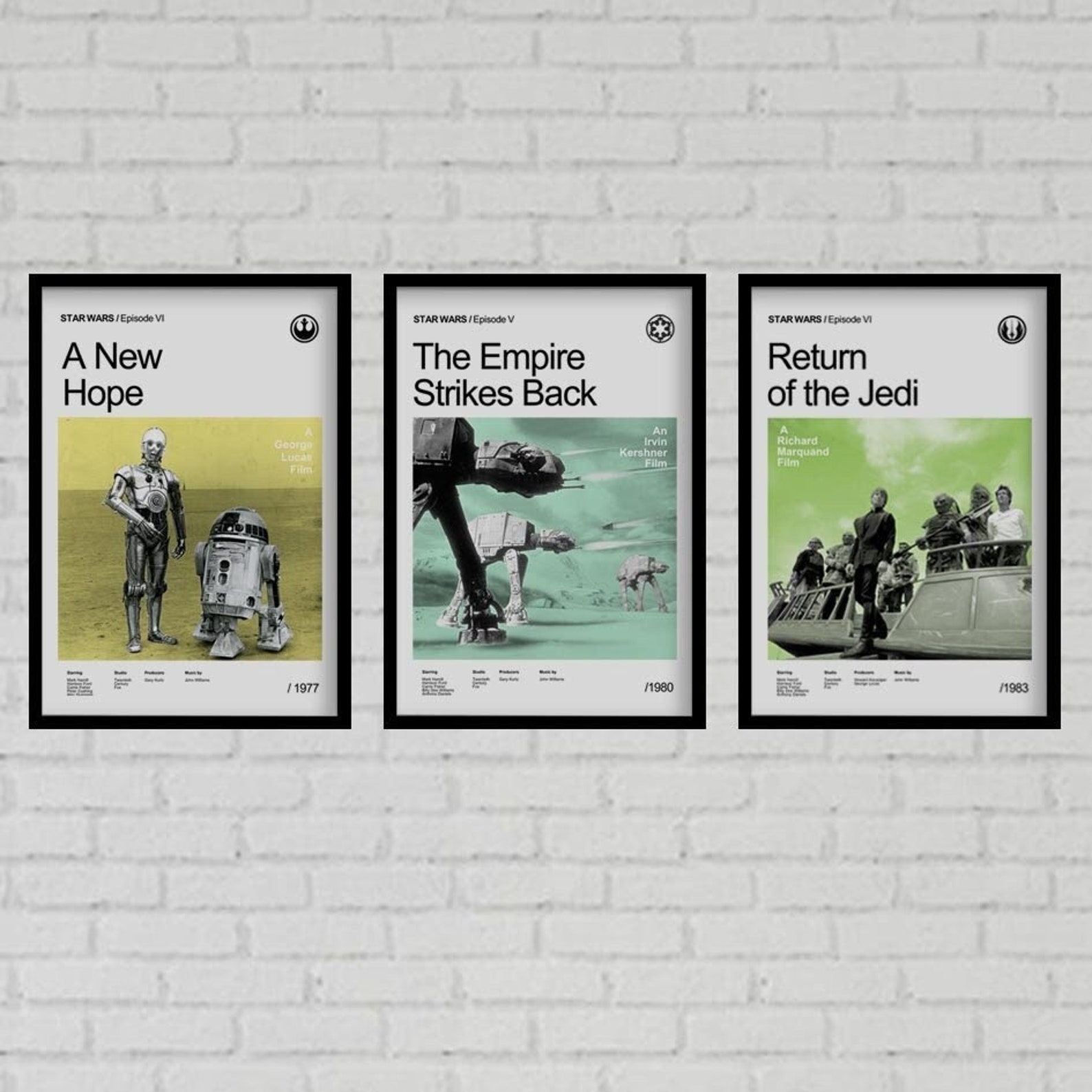 A4 A3 Star Wars Original Trilogy Poster Print Set Art Skywalker Han ...