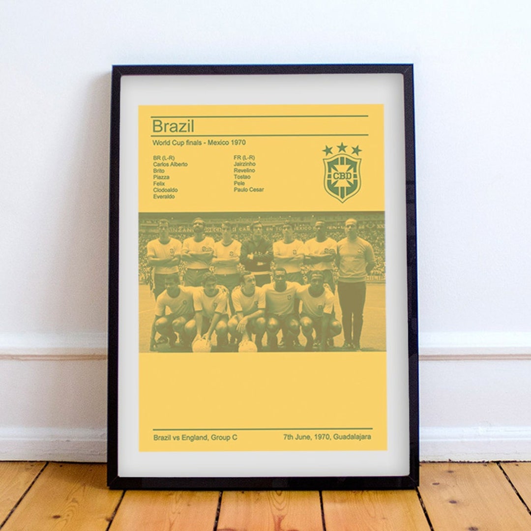 A4 A3 Brazil 1970 World Cup Football Soccer Retro Vintage Poster Print ...