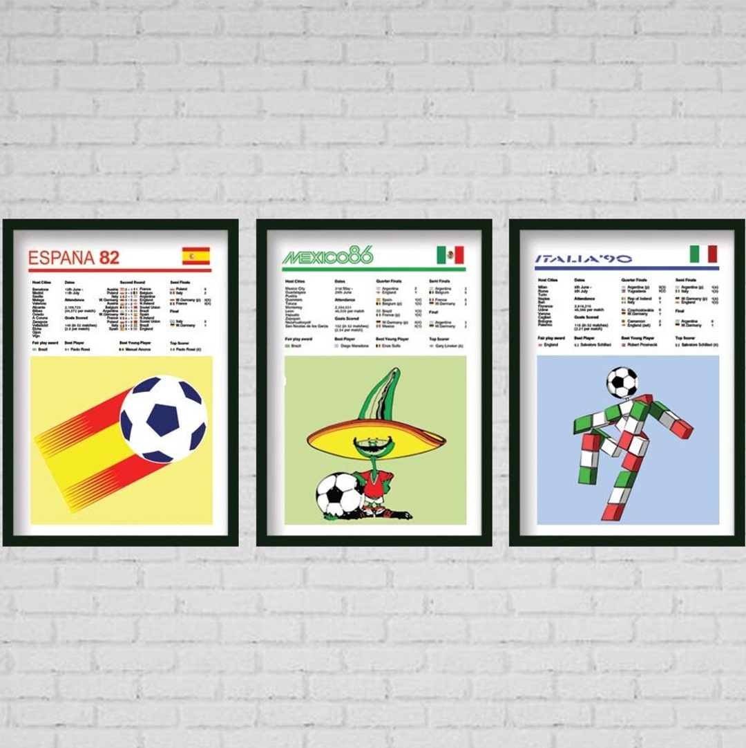 A4 A3 Football Soccer World Cup Poster Print Art Italia 90 Mexico 86 ...