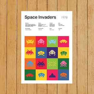 Space Invaders A3 Atari 2600 Gamer Poster Art Print Gaming Console ...