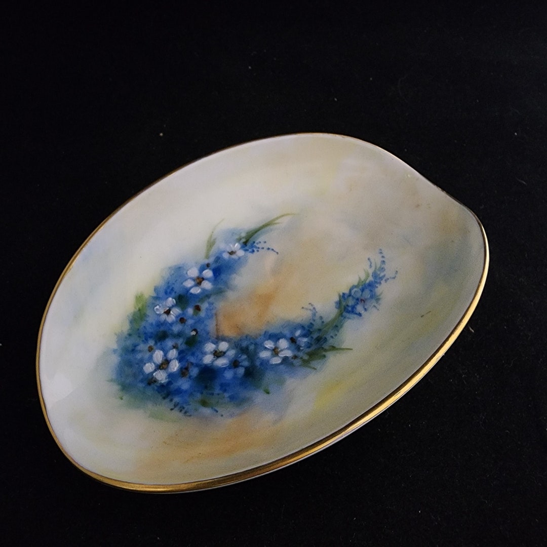 Vintage Ceramic Gold Rim Forget Me Not Painted Jewelry Soap Dish - Etsy