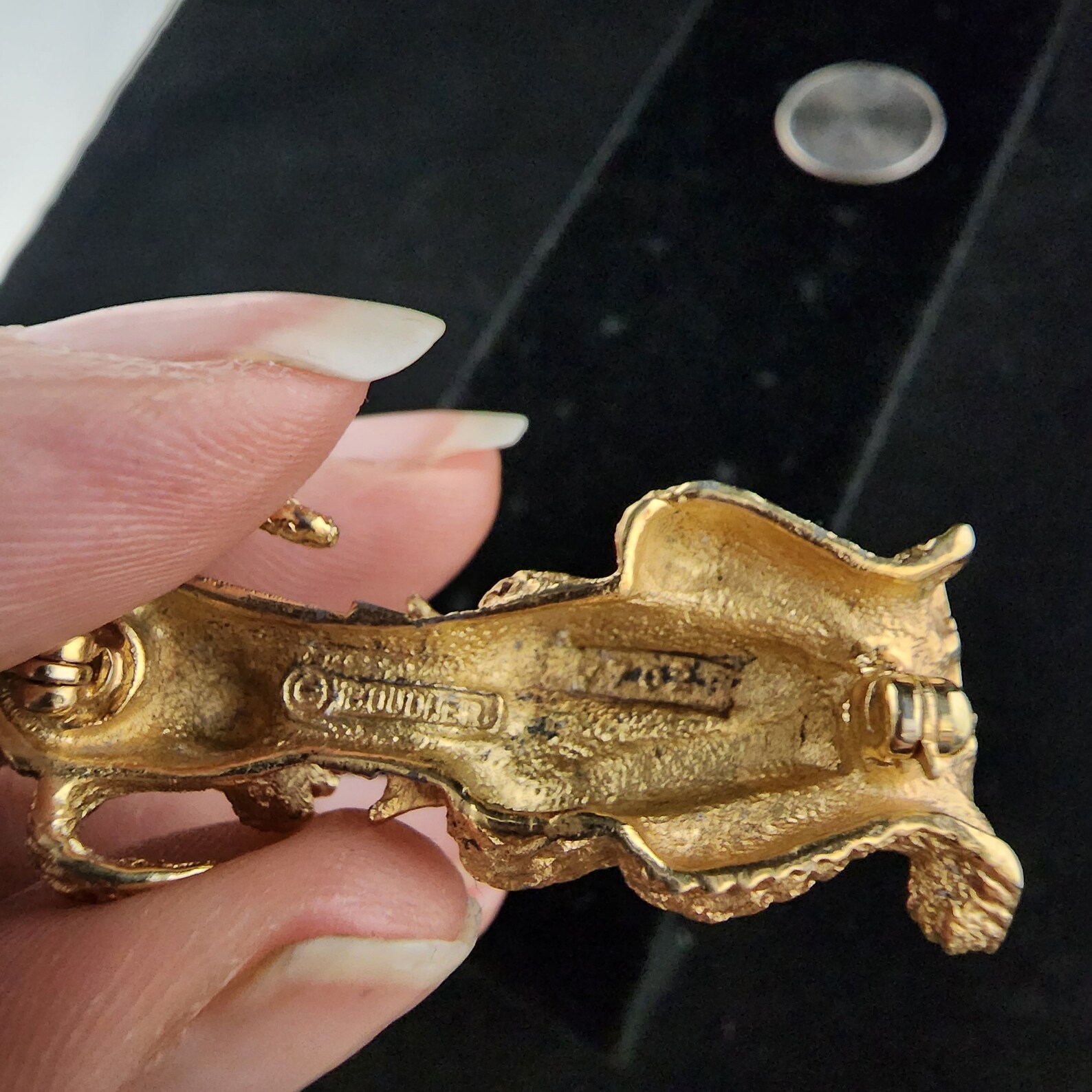 PRICE DROP Vintage Boucher Mid Century Gold Tone Sitting Dog With Bow ...