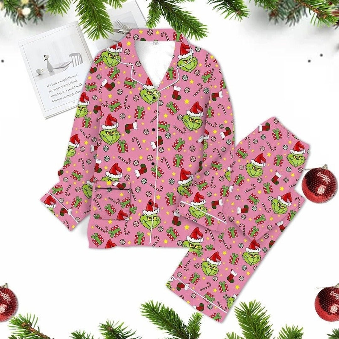 The Grinch Christmas Pajama Set Christmas Pajamas Christmas - Etsy