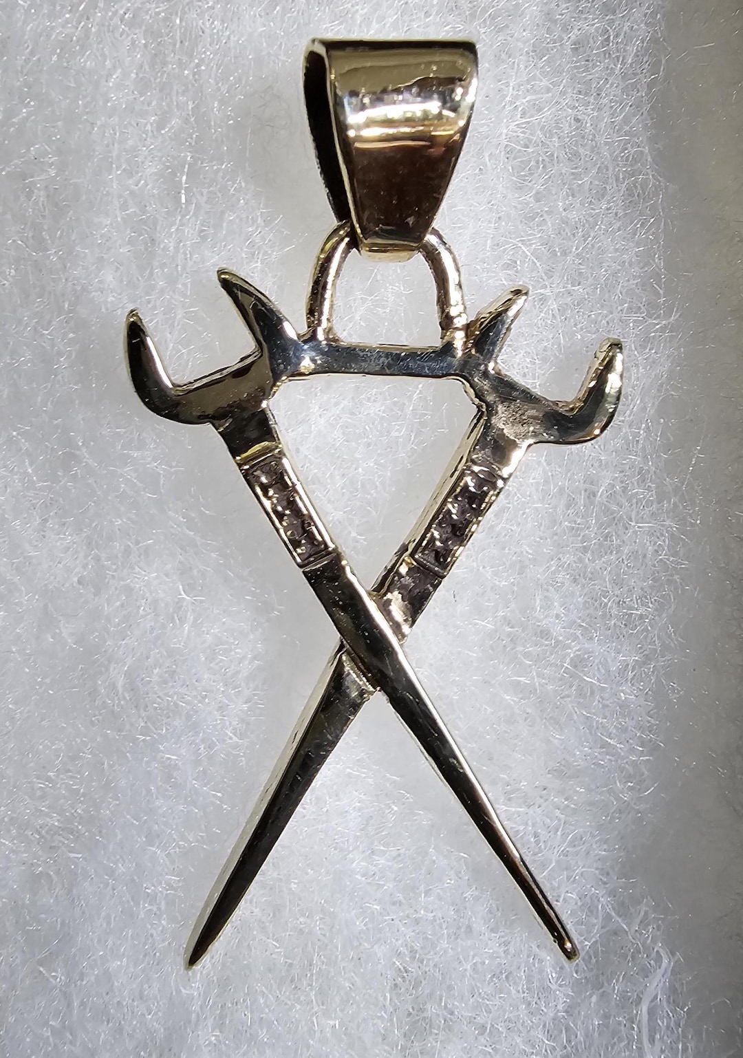 10K Crossed Spud Wrench Pendant - Etsy