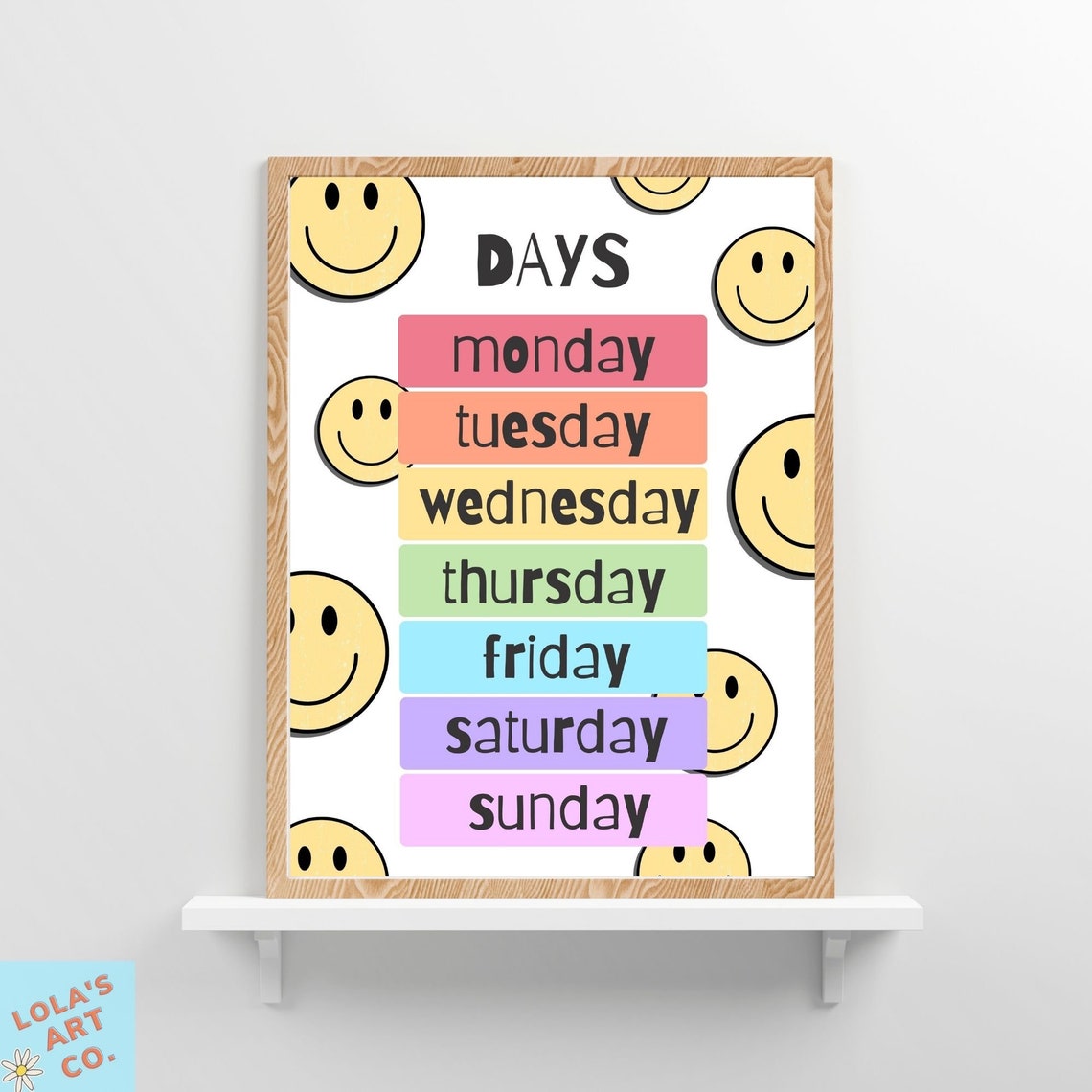 Rainbow Days of the Week Print for Kids Teacher Poster - Etsy