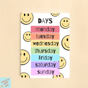 Rainbow Days of the Week Print for Kids Teacher Poster - Etsy