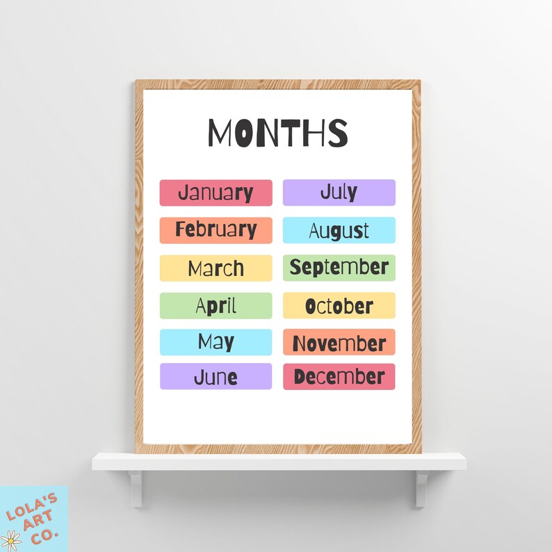 Rainbow Months of the Year Print for Teachers Homeschoolers - Etsy