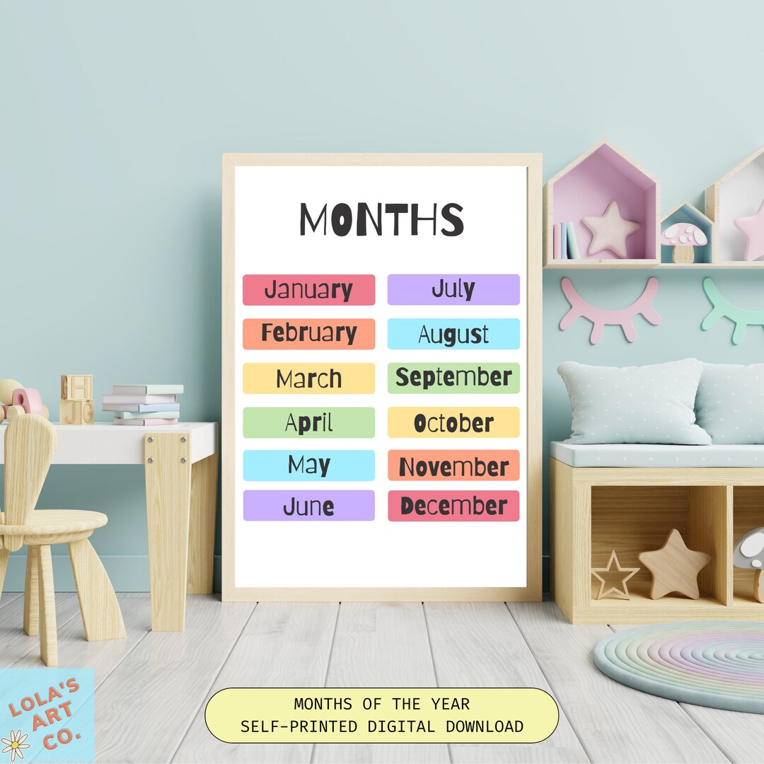 Rainbow Months of the Year Print for Teachers Homeschoolers - Etsy