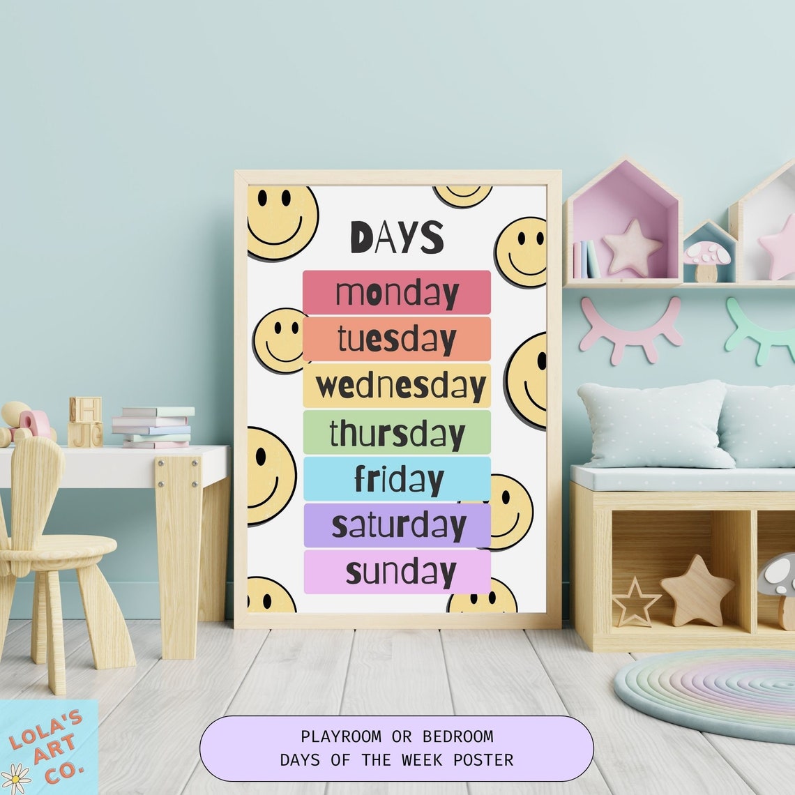 Rainbow Days of the Week Print for Kids Teacher Poster - Etsy