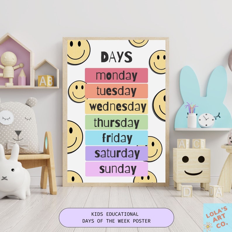 Rainbow Days of the Week Print for Kids Teacher Poster - Etsy