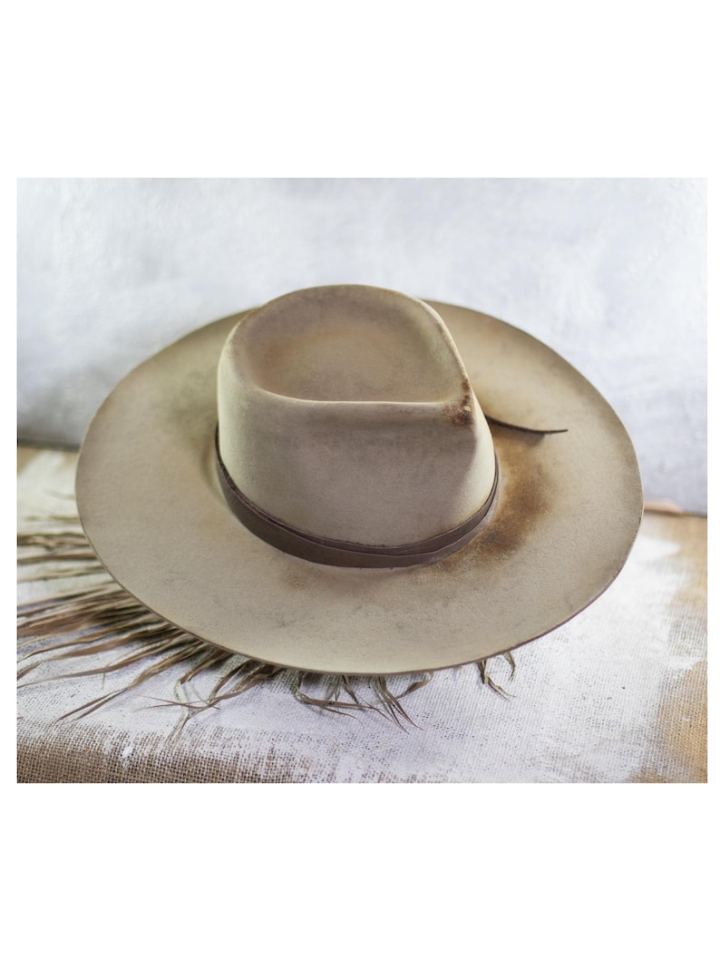 CRMNL Taupe Felt Fedora - Vintage Look Distressed Men Women Bespoke ...
