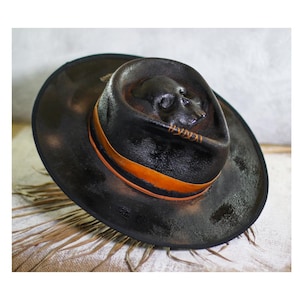 NO BAD BOYS - Felt Fedora - Vitage Look Distressed Hat - Alien Emboss ...