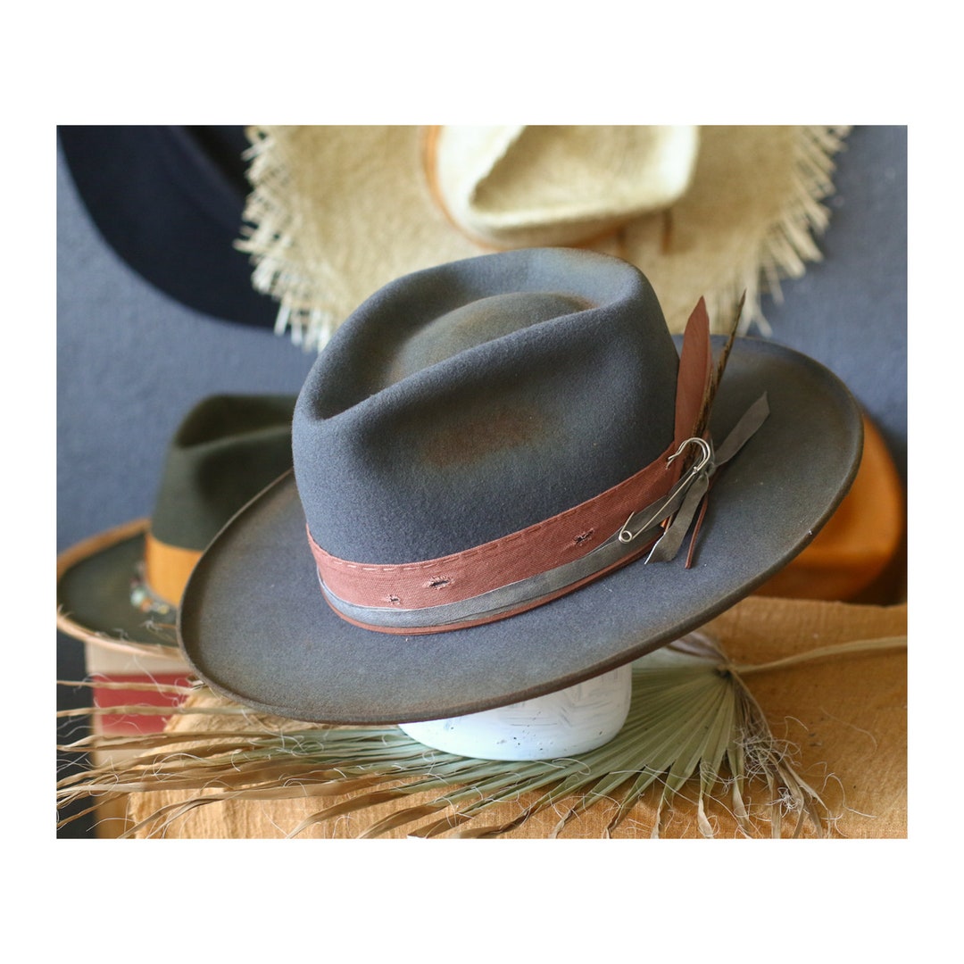Paloma - Distressed Wool Felt Fedora: Custom Boho Western Hat ...