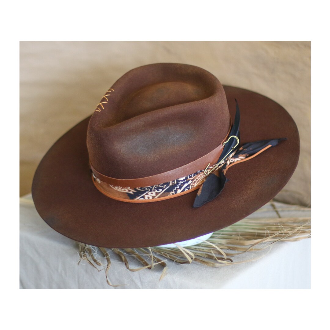 CORBEAU Dark Brown Edition - Felt Fedora - Vintage Look Distressed Hat ...
