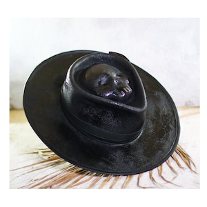 No Bad Boys - Alien Emboss Fedora: Black Waxed Wool Felt Hat, Skull ...