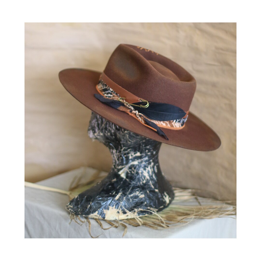 CORBEAU Dark Brown Edition Felt Fedora Vintage Look Distressed Hat ...