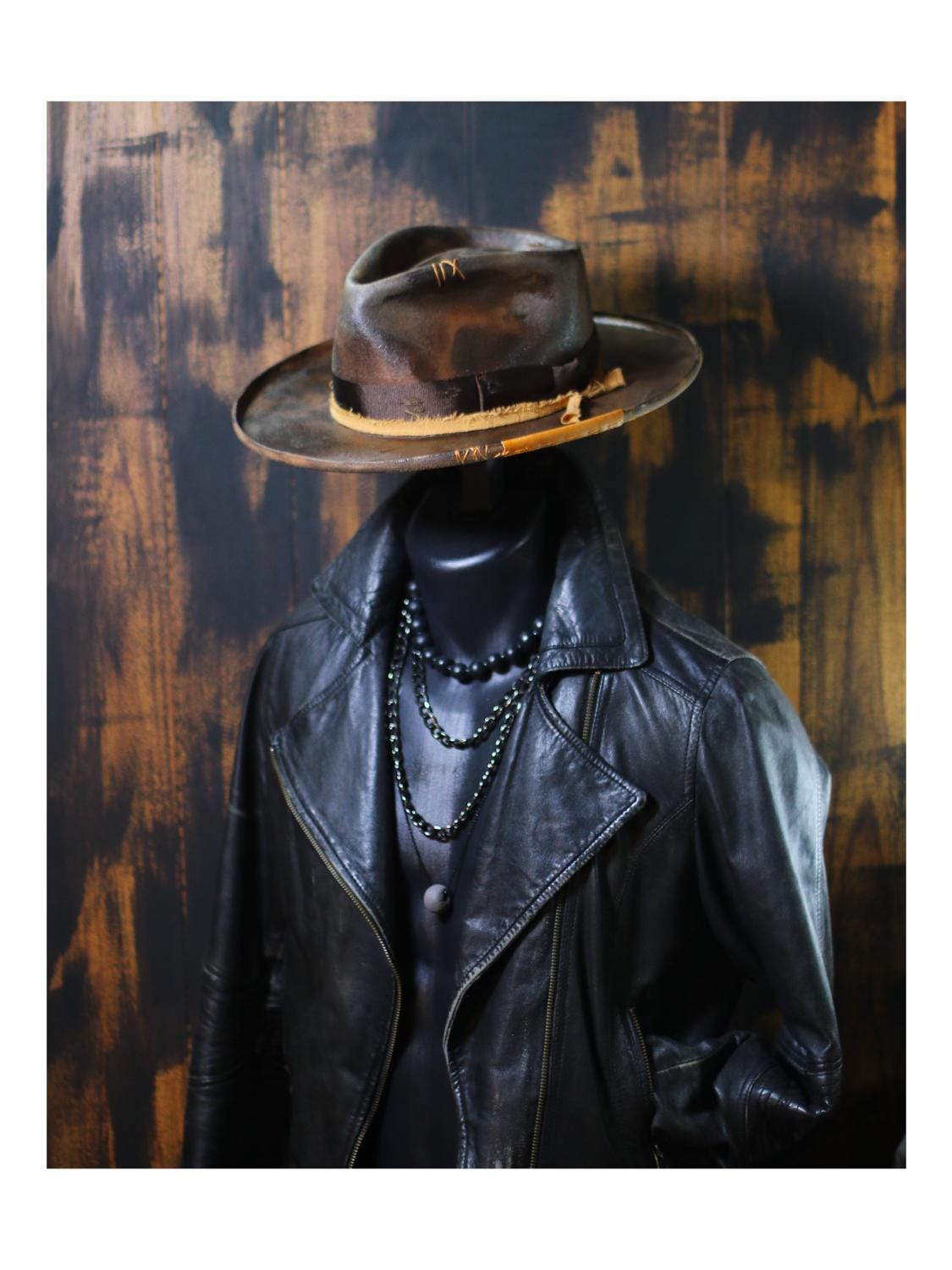 VESPERA - Handmade Brown Waxed Oil Dipped Distressed Wool Felt Fedora ...