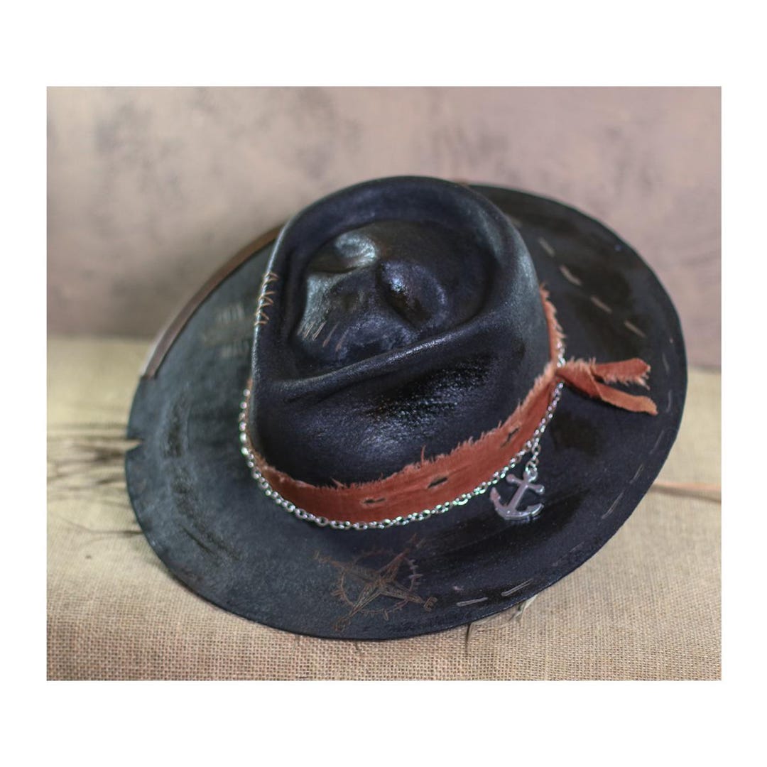 No Bad Boys - Pirate Fedora Hat: Black Waxed Felt, Alien Emboss ...