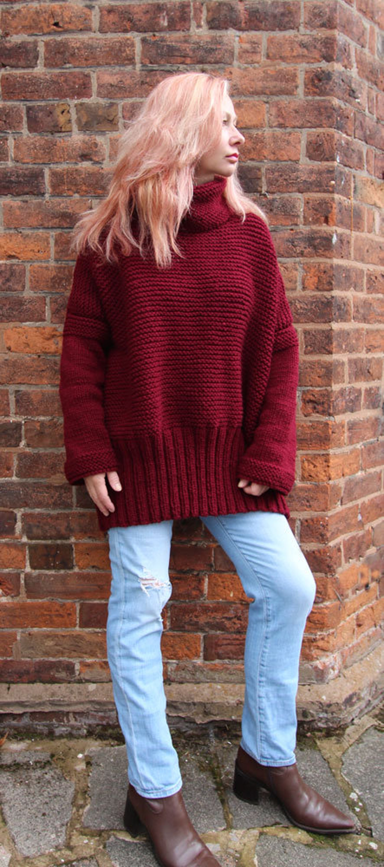 Claret Sweater Hand Knitting Pattern | Etsy