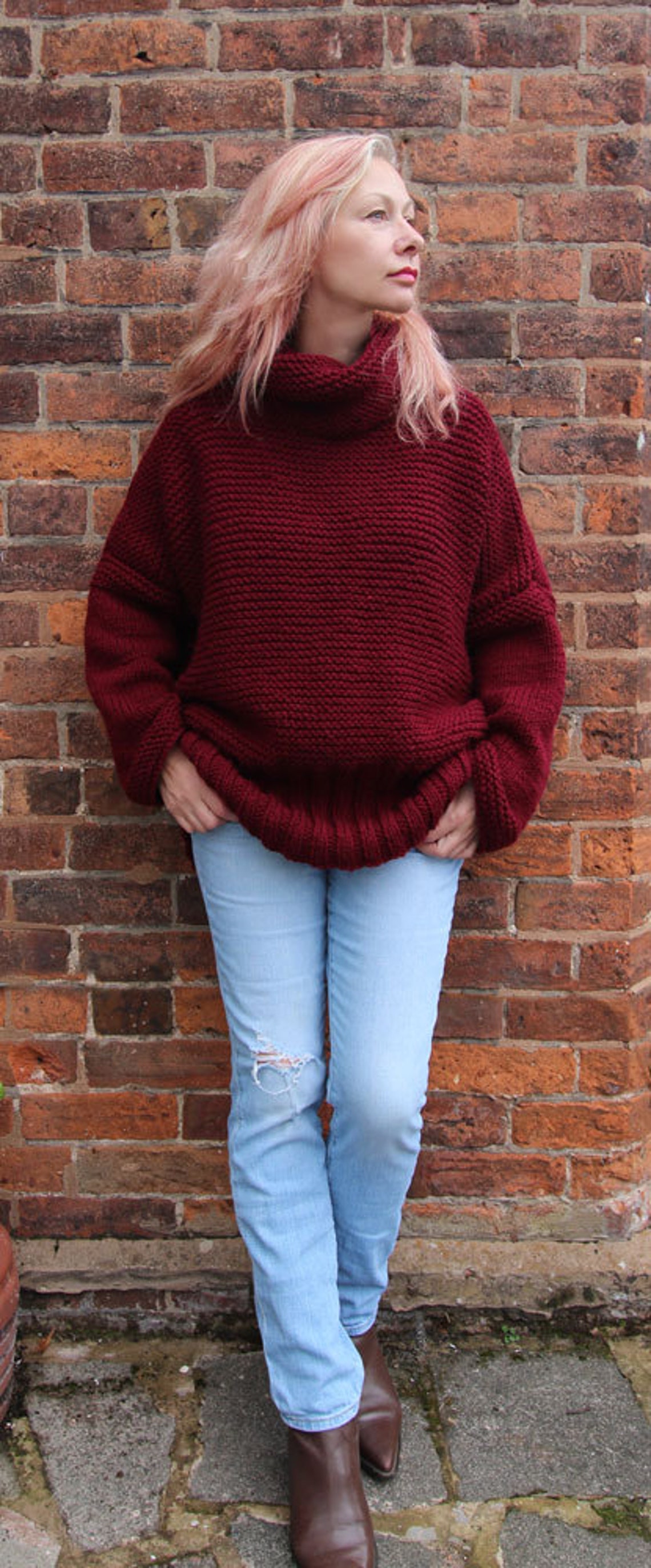 Claret Sweater Hand Knitting Pattern | Etsy