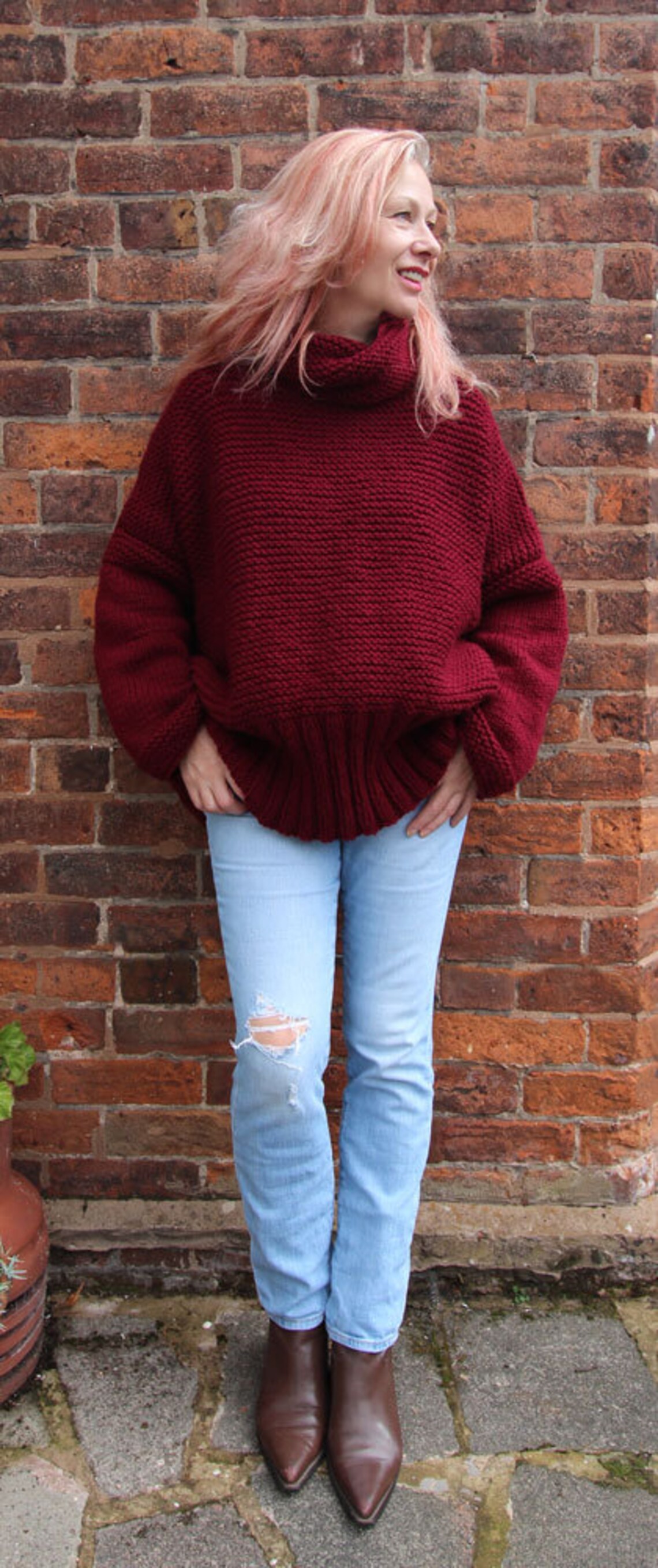 Claret Sweater Hand Knitting Pattern | Etsy